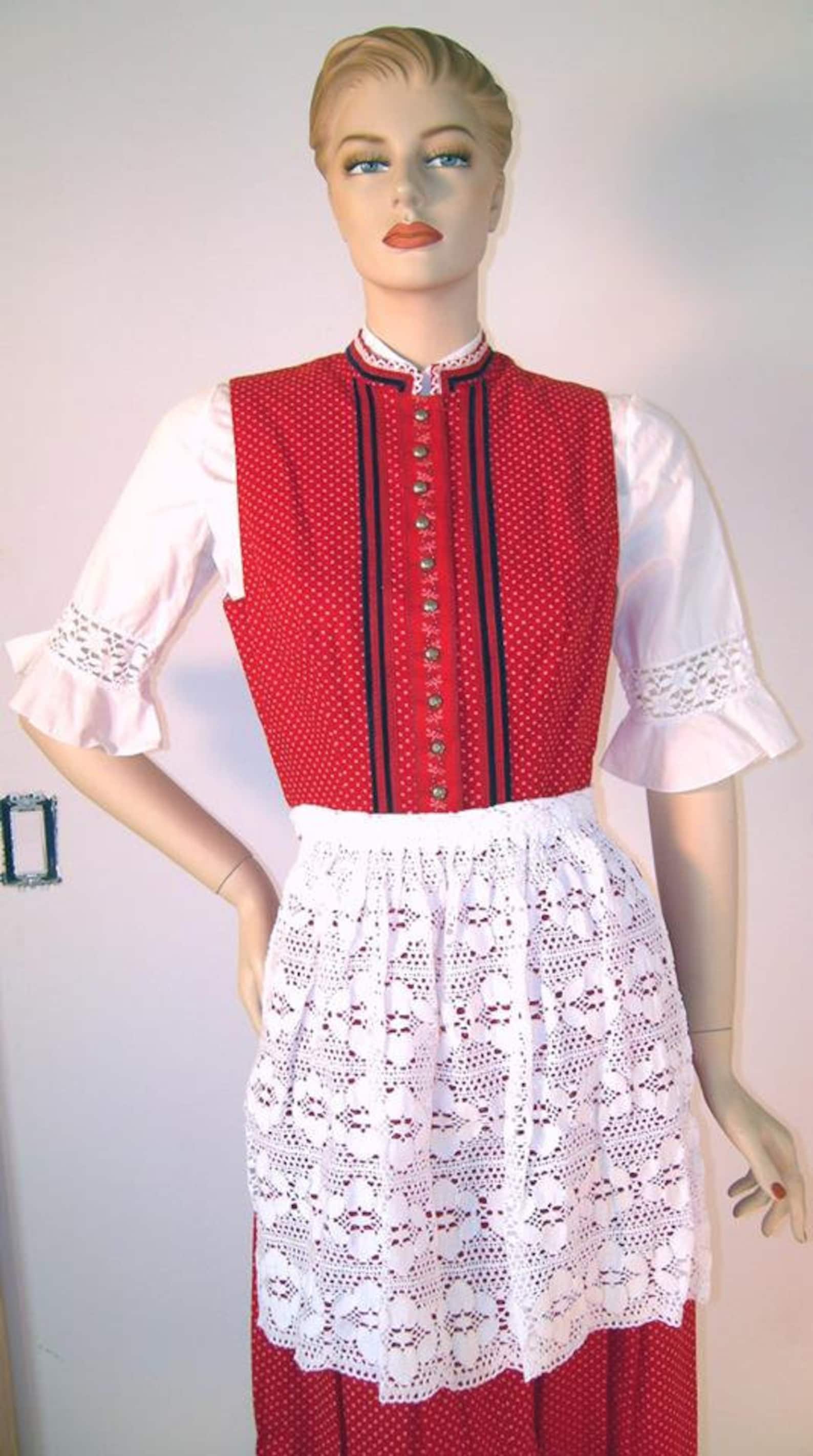 Vintage Red German DIRNDL Trachten Dress Oktoberfest Kruger - Etsy