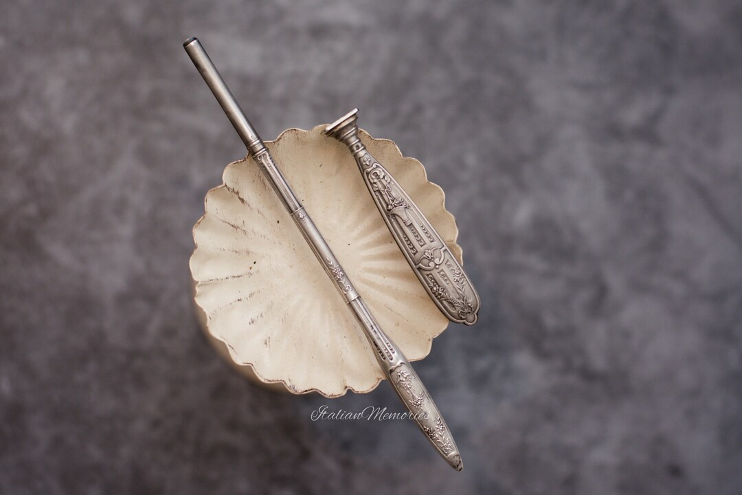 Antique French Silver Writing Set, Dip Pen, Wax Seal Stamp 1800s - Etsy