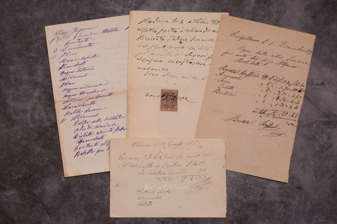 4 Antique Italian Documents 1800s (048) - Etsy