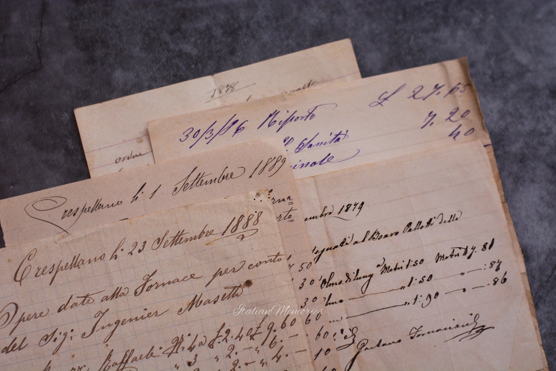 5 Antique Italian Documents 1800s 043 - Etsy