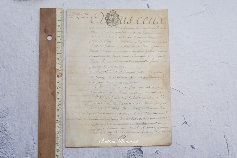 1781 Antique French Parchment 173 - Etsy