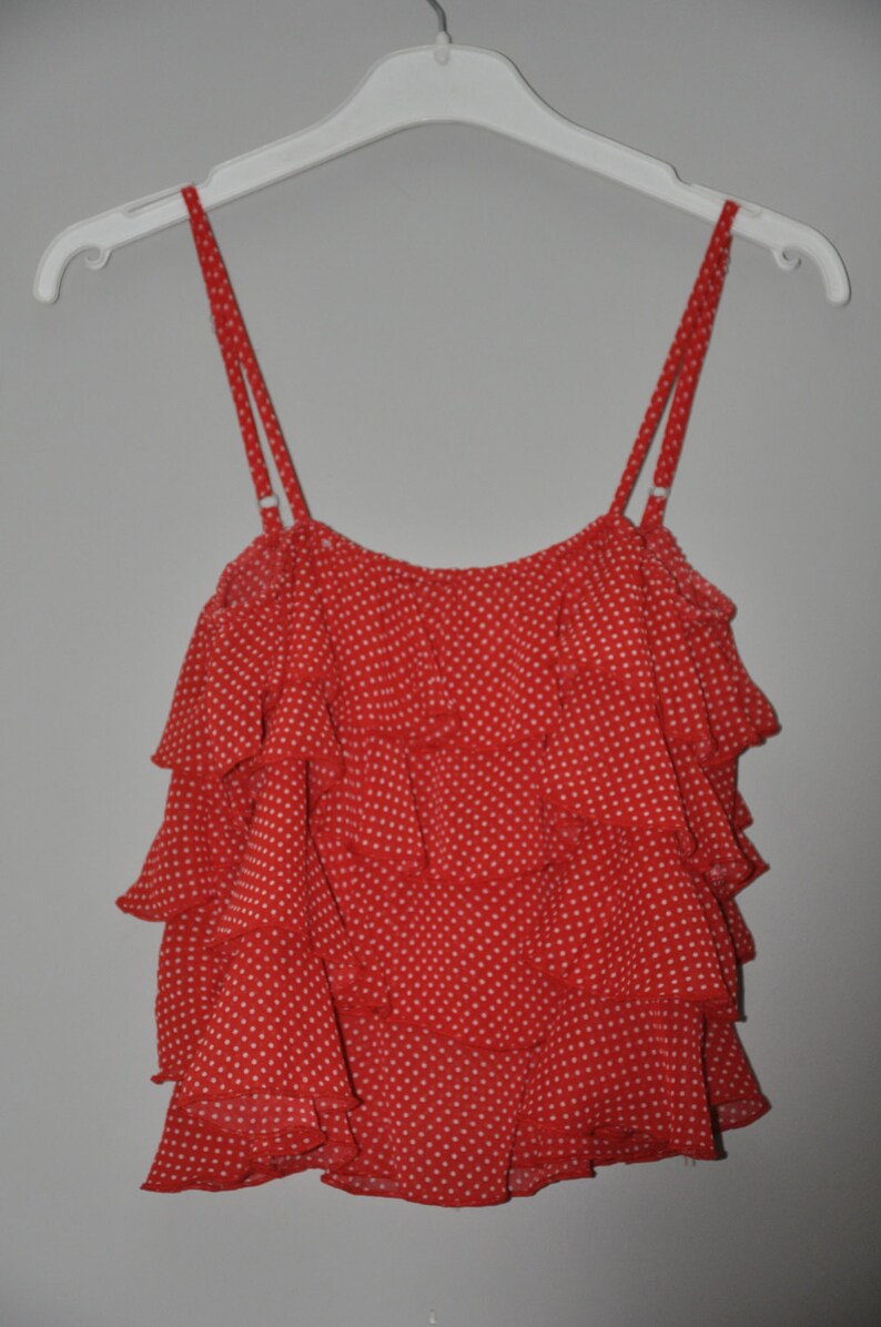 Pin up 90s Frills Red Dot Top - Etsy