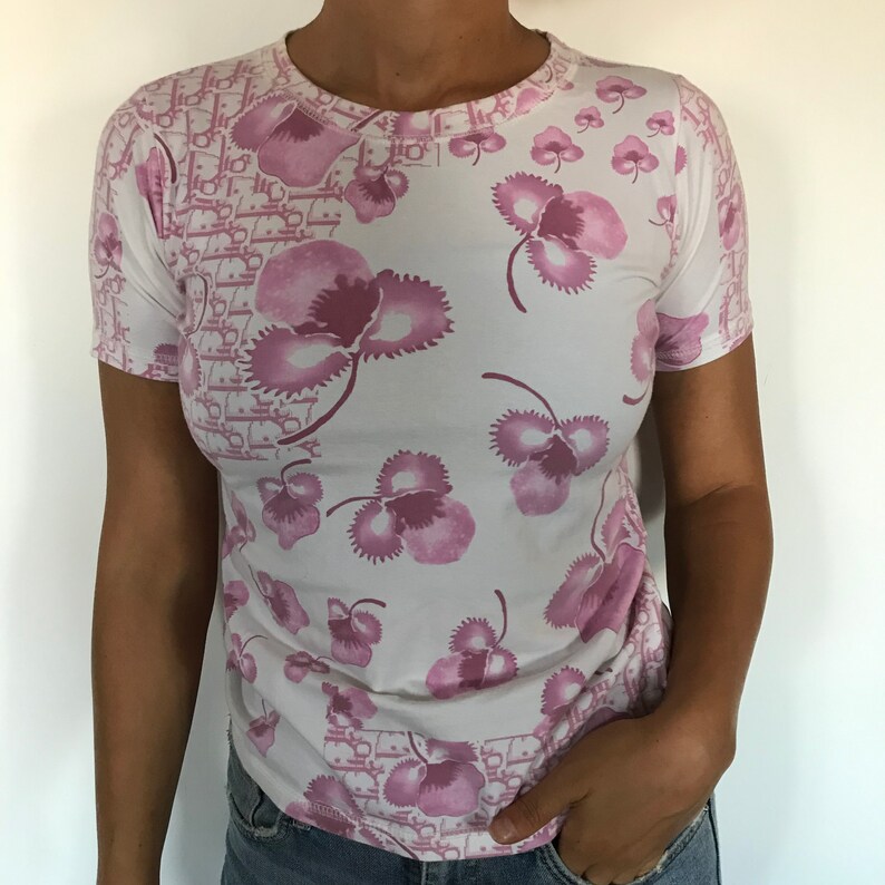Christian Dior FLoral Pink T-SHirt TEE TOP | Etsy