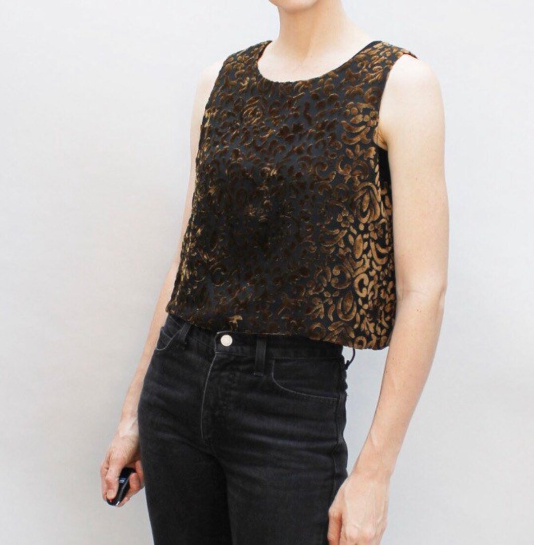 90s Vintage Brown Velvet Semi Sheer Boxy Tank Top - Etsy