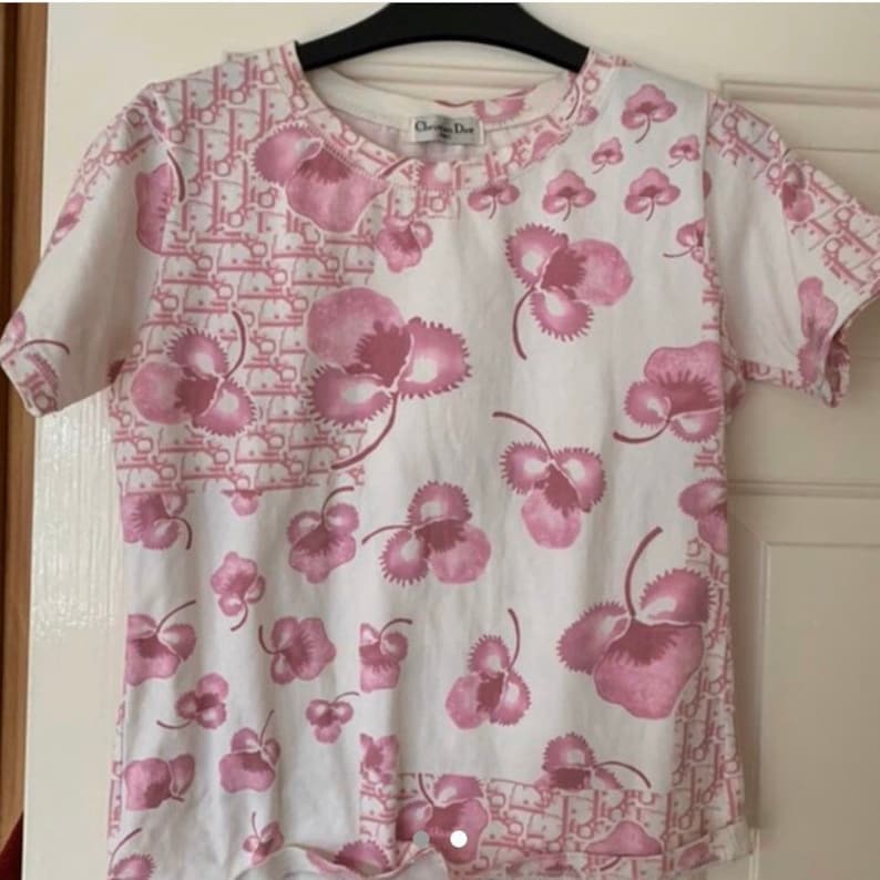 Christian Dior FLoral Pink T-SHirt TEE TOP | Etsy