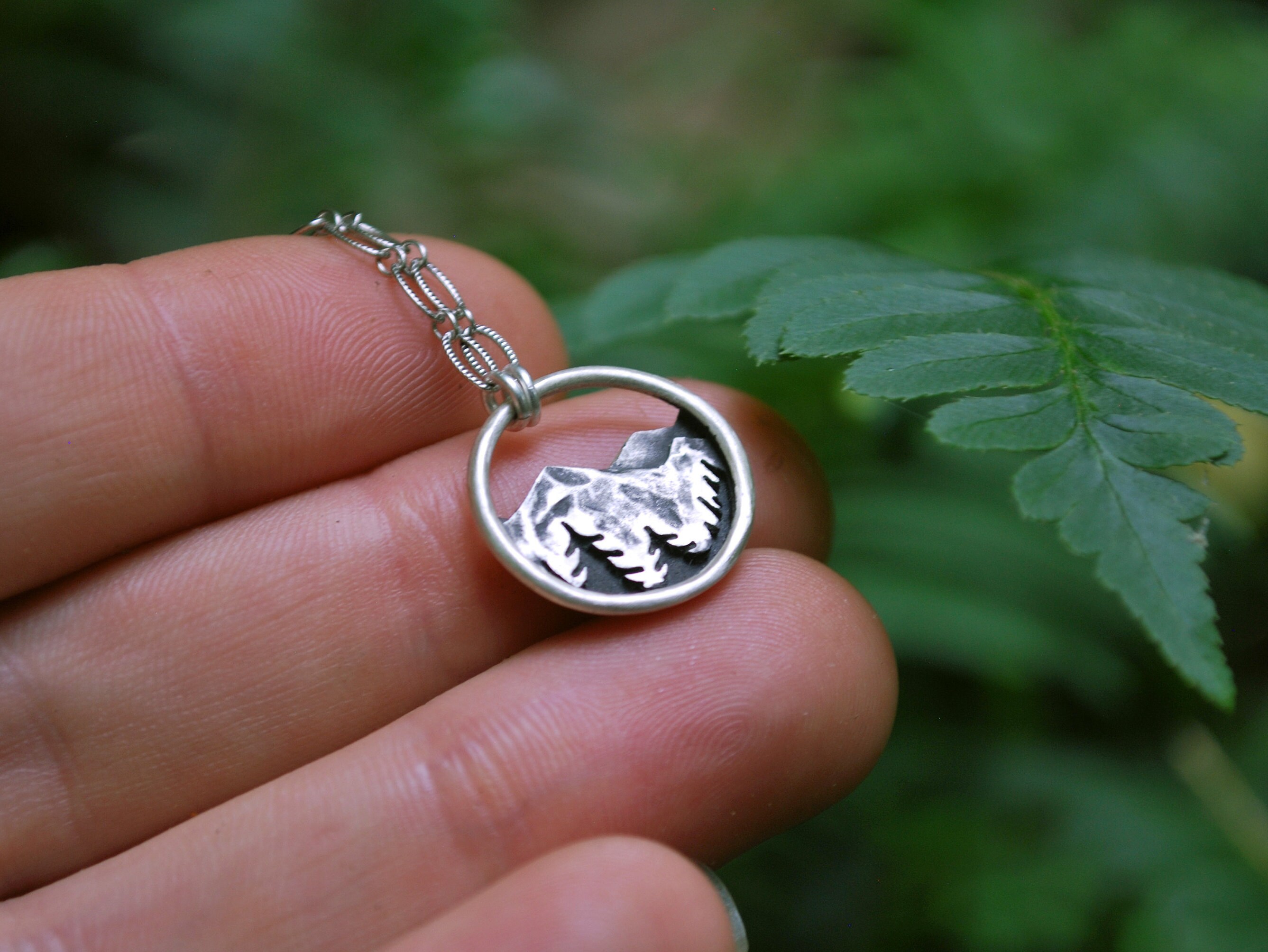 Alpine Dreamer Mountains & Pine Trees Circle Pendant | Etsy