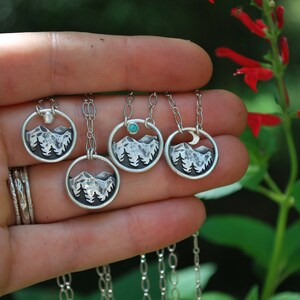 Alpine Dreamer - Mountains & Pine Trees Circle Pendant - Everyday Charm ...
