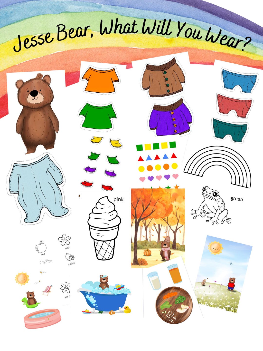 Jesse Bear What Will You Wear Worksheets - Etsy