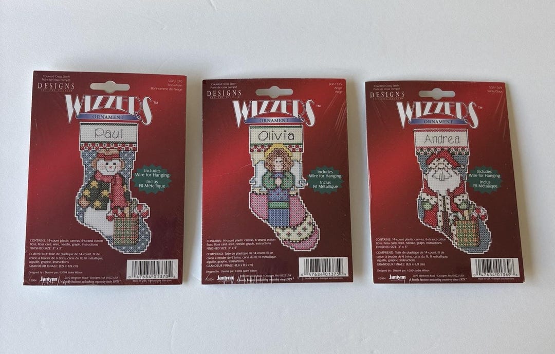 Janlynn Designs for the Needle Wizzers Cross Stitch Ornaments Lot of 3 ...