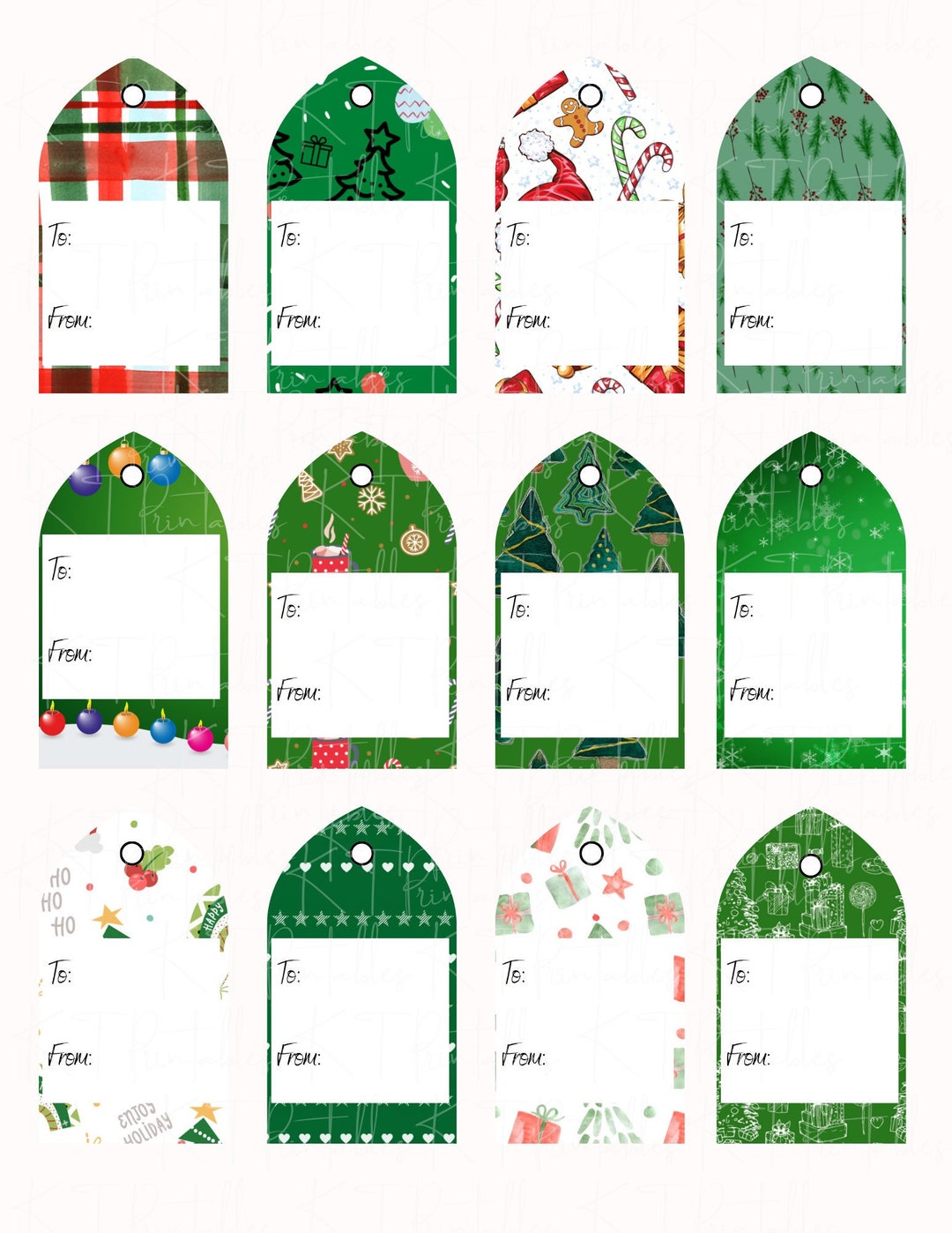 Printable Holiday Gift Tag: Green - Etsy