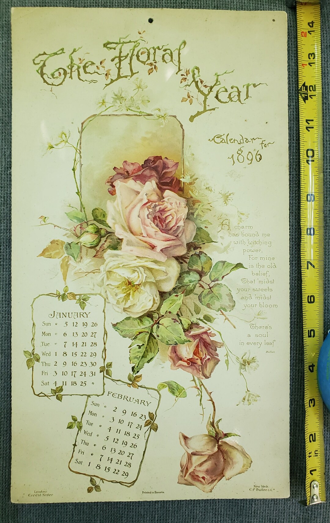 Six1898originalcalendar&poetry Thefloralyear Victoriancalendar - Etsy