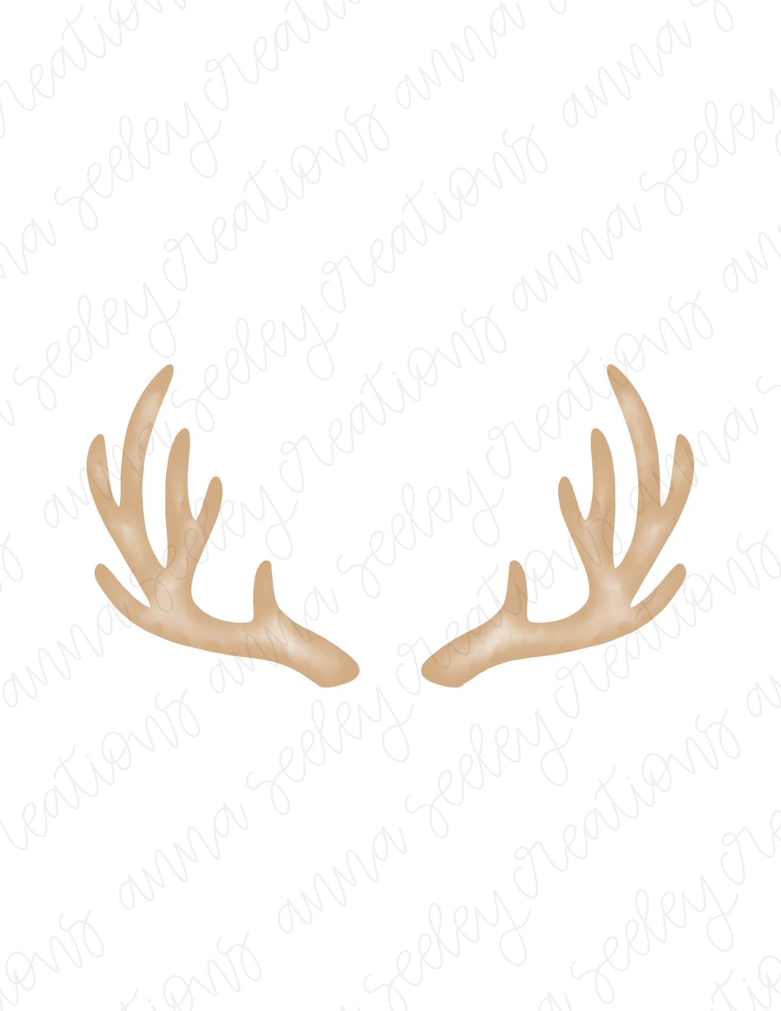 Watercolor Deer Antlers Monogram Frame PNG Design Clip Art - Etsy