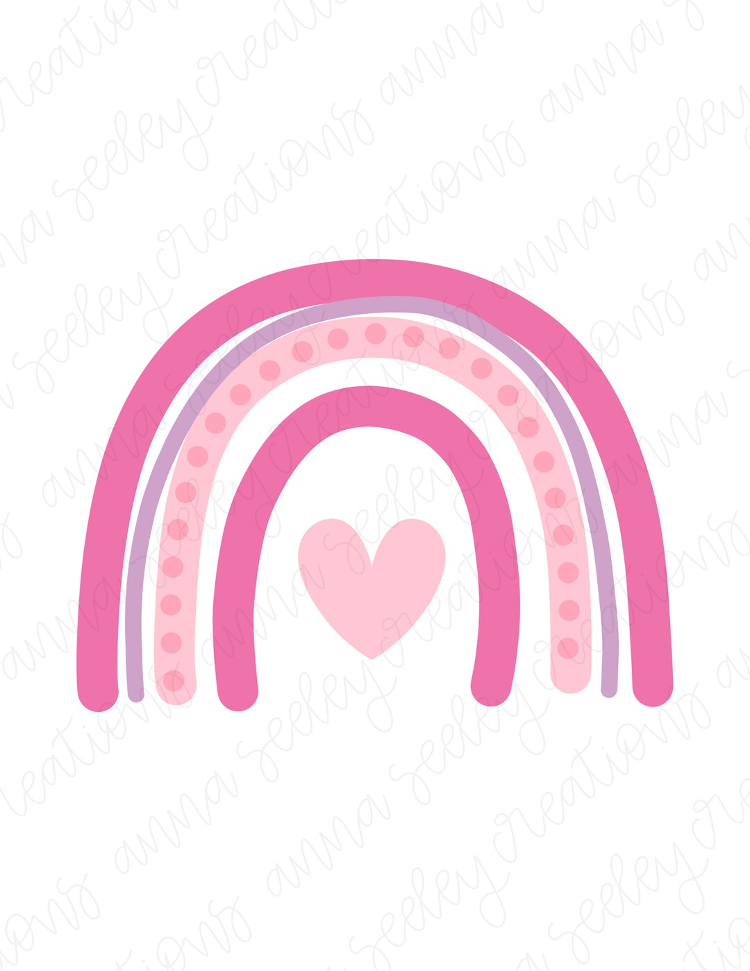 Solid Valentine Rainbow With a Heart PNG Design for Heat Press Transfer ...