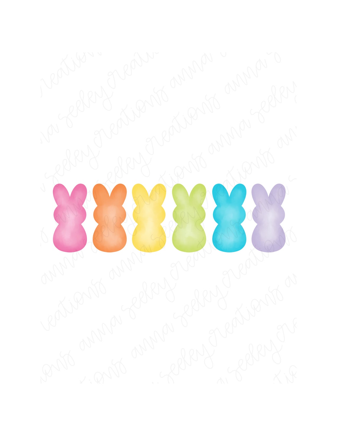 Easter Watercolor Bunny Rabbit Peeps 6 Color Set PNG Designs - Etsy