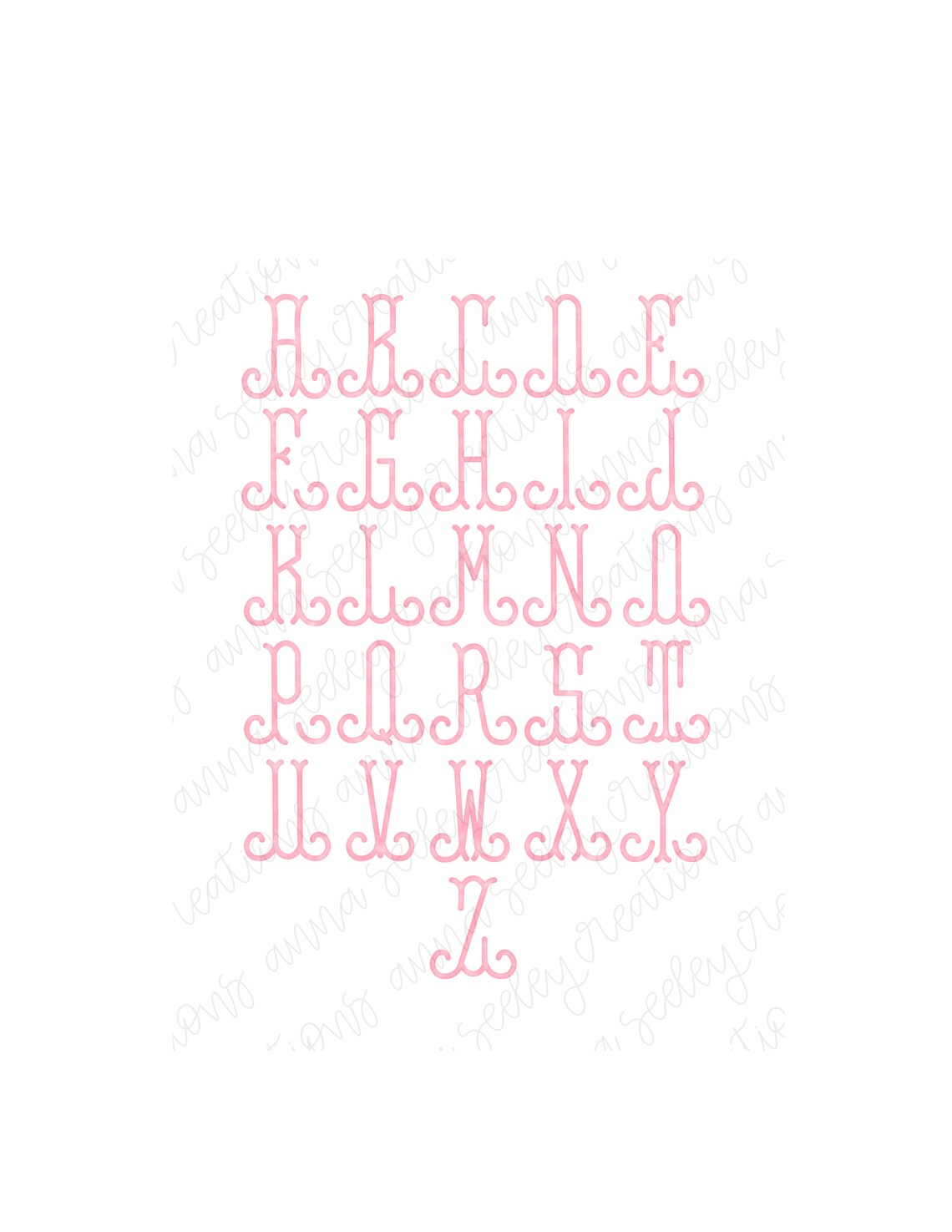 Pink Watercolor Monogram Initials Alphabet PNG Designs for - Etsy
