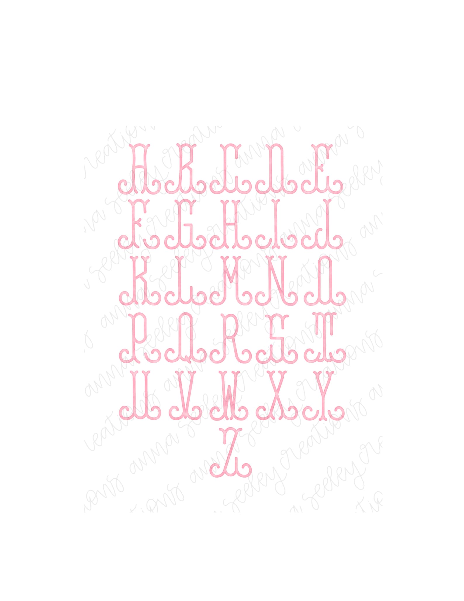 Pink Watercolor Monogram Initials Alphabet PNG Designs for - Etsy