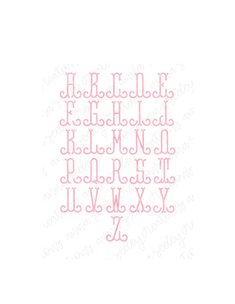 Pink Watercolor Monogram Initials Alphabet PNG Designs for - Etsy