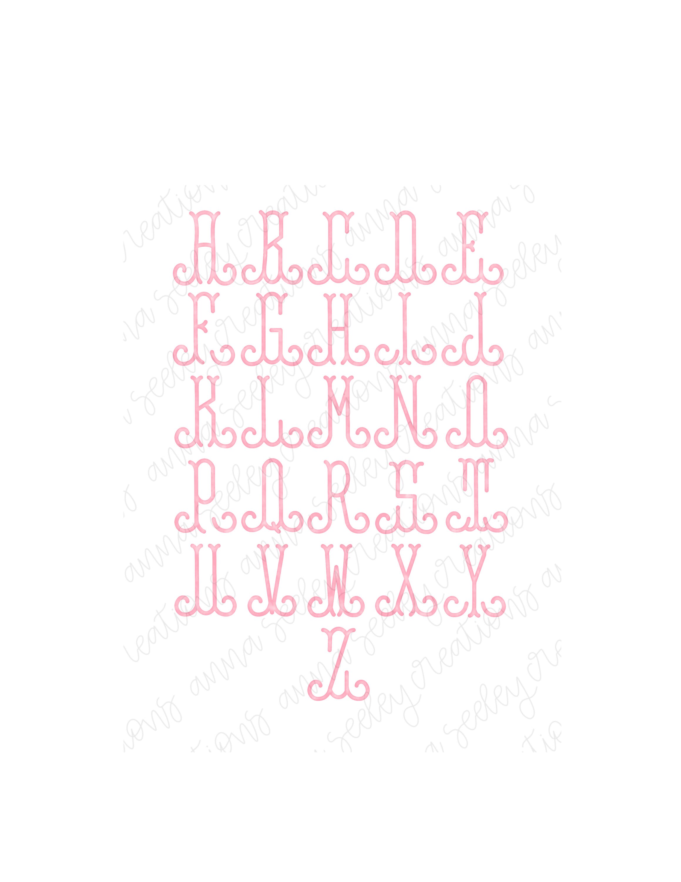 Pink Watercolor Monogram Initials Alphabet PNG Designs for Heat Press ...