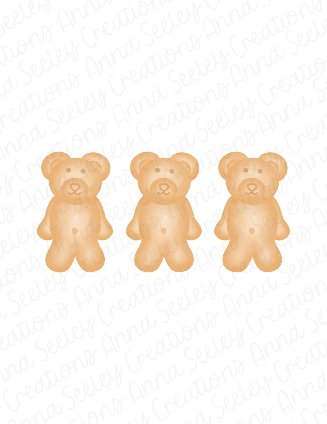 Watercolor Teddy Graham Cracker Cookie Teddy Bear Snack Design PNG Name ...