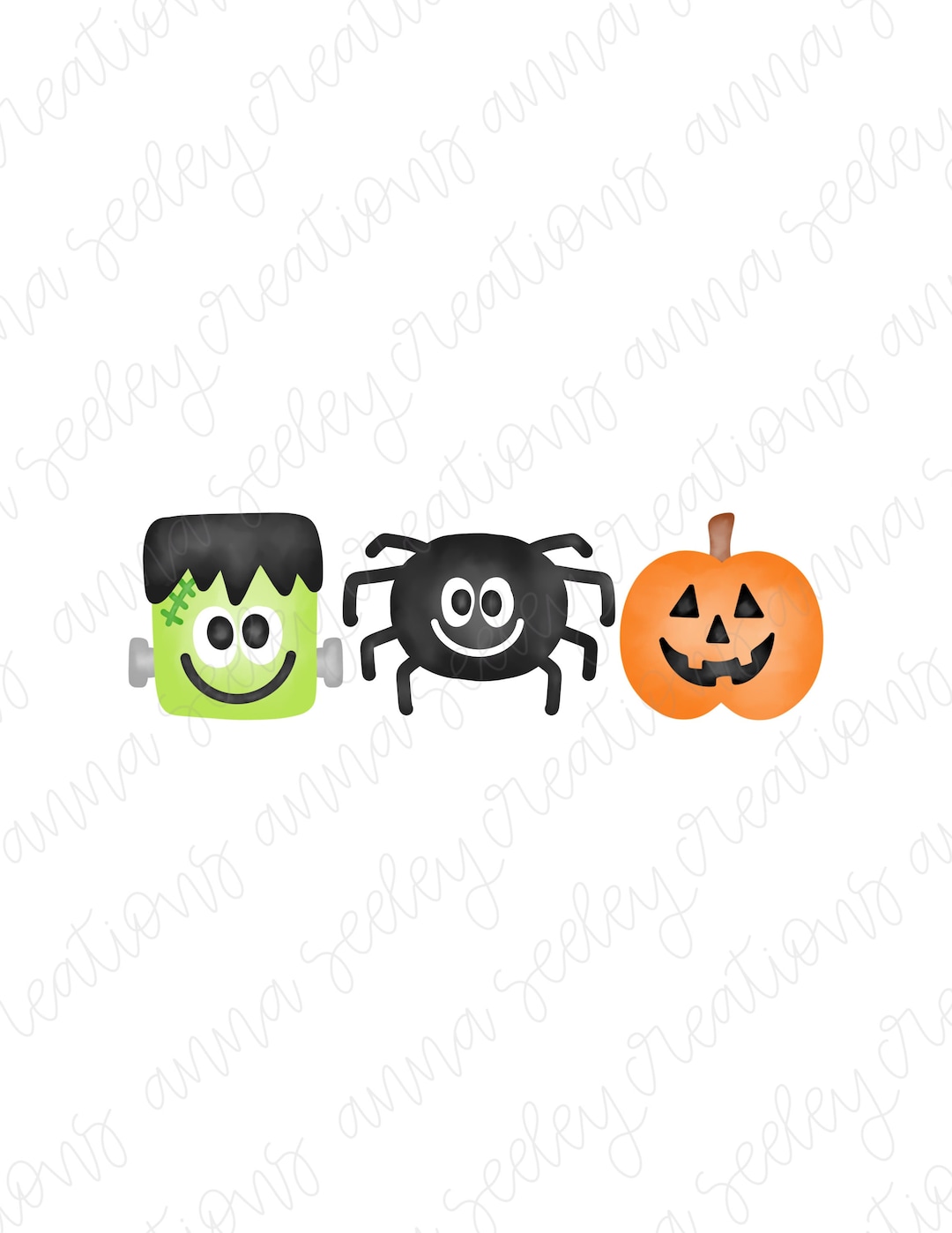 Halloween Frankenstein Spider and Pumpkin Jack O Lantern Sublimation ...