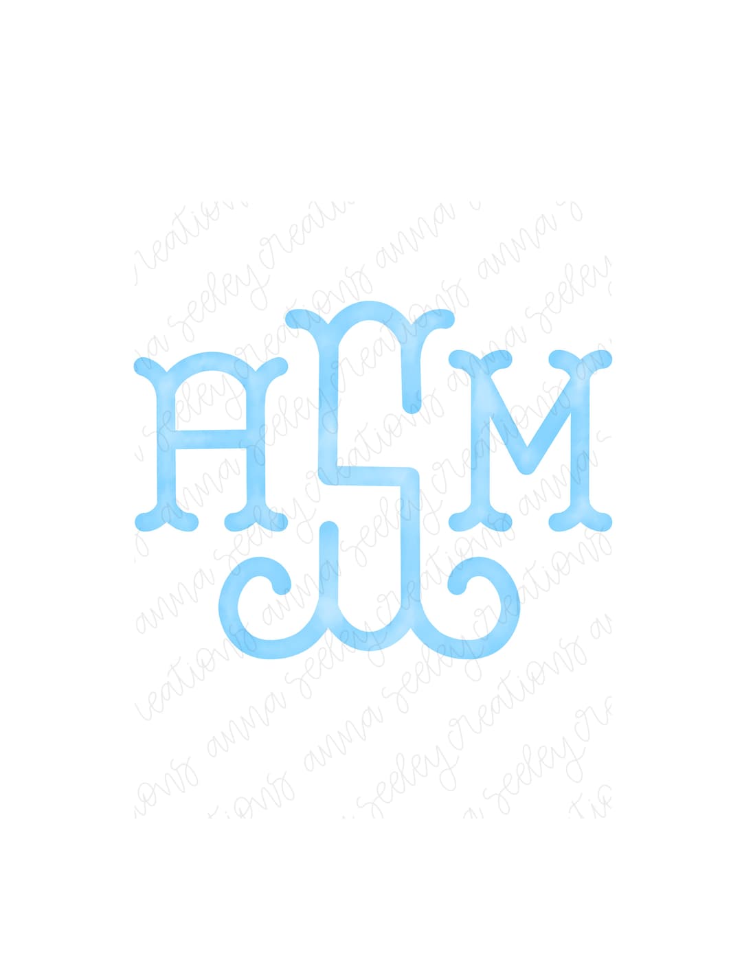 Blue Watercolor Monogram Initials Alphabet PNG Designs for Heat Press ...