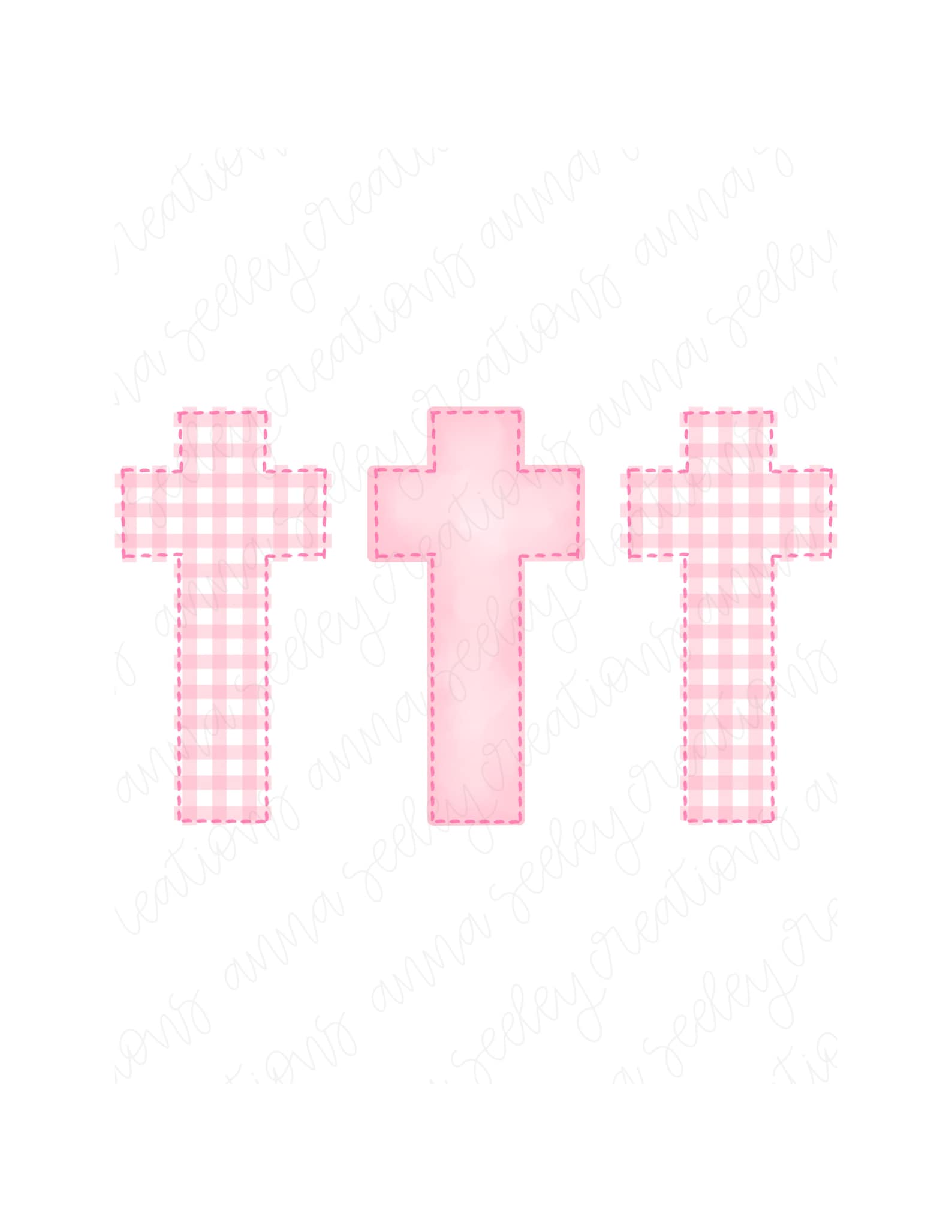 Pink Watercolor Crosses With Gingham Plaid for Easter or - Etsy