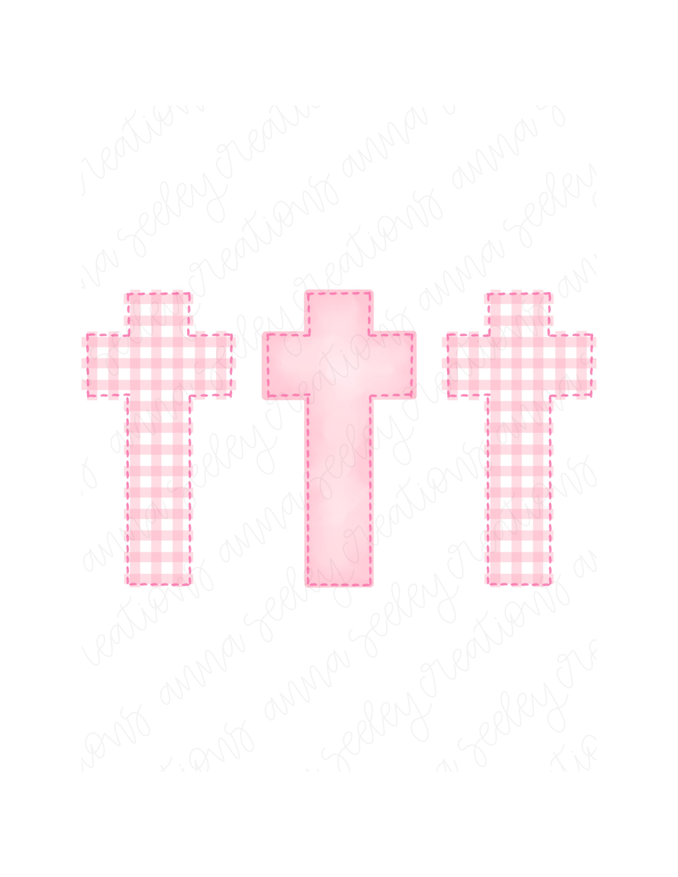 Pink Watercolor Crosses with Gingham Plaid For Easter or | Etsy