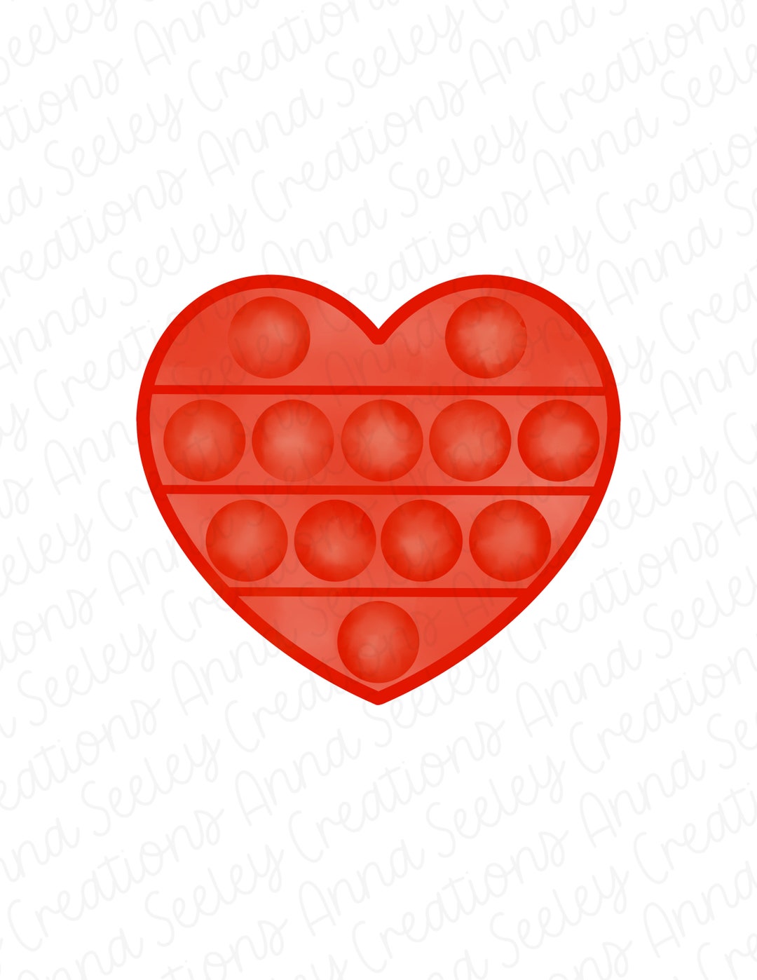 Watercolor Red Heart Pop It Valentine PNG Design for Heat Press ...