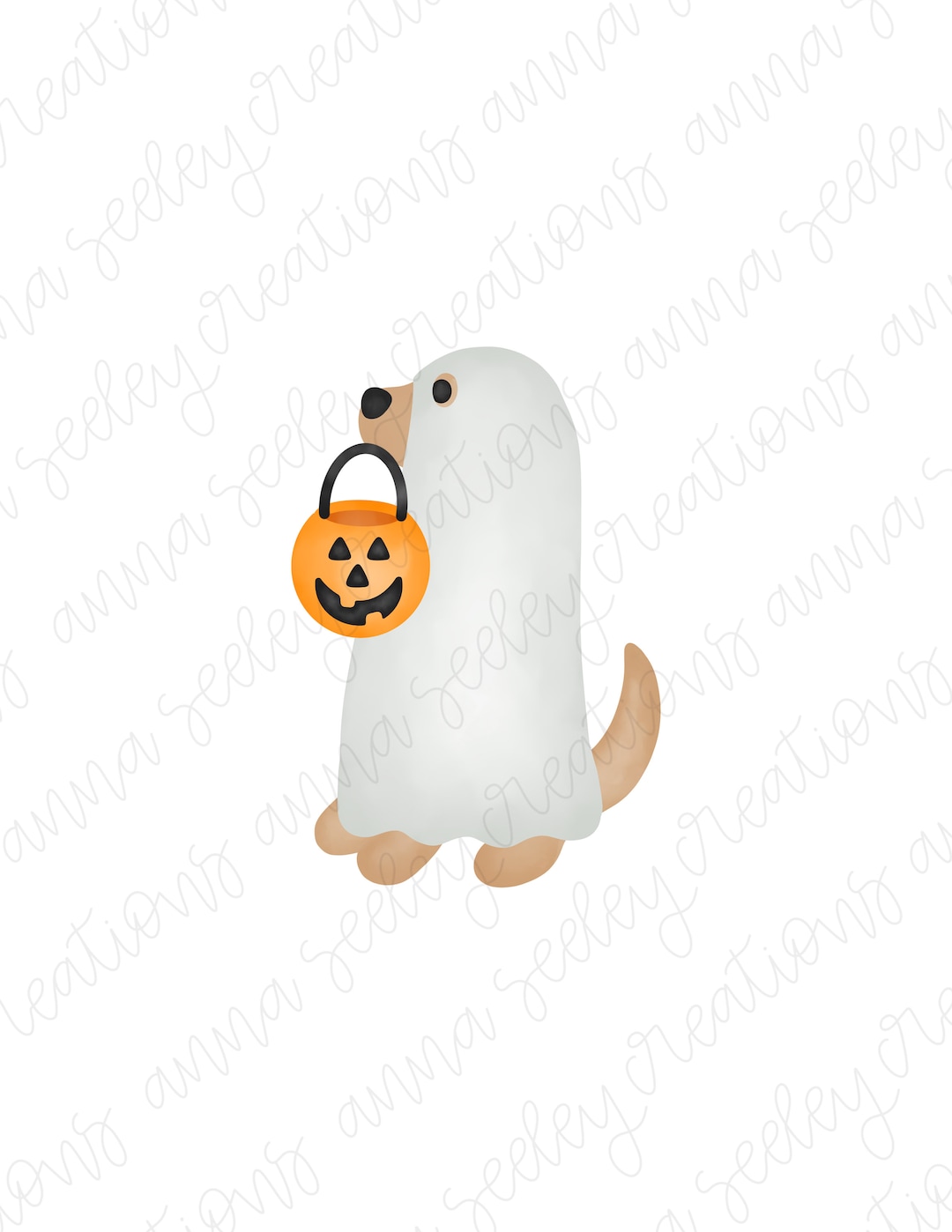 Halloween Yellow Lab Ghost Costume Jack-o-lantern Candy Bucket Golden ...
