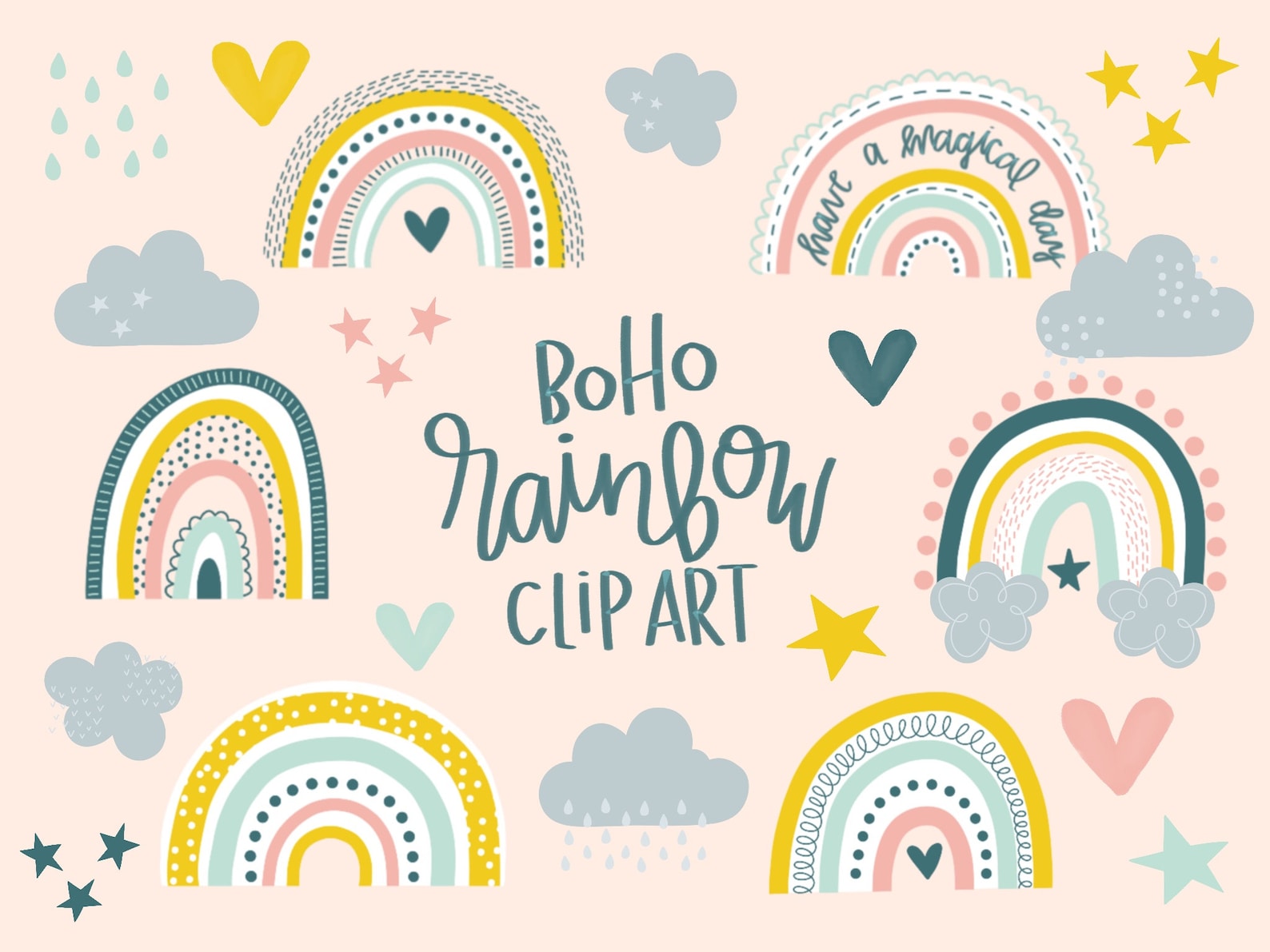Boho Rainbow Clip Art Vol. 1 - Etsy México
