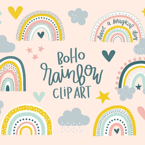 Boho Rainbow Clip Art Vol. 1 - Etsy