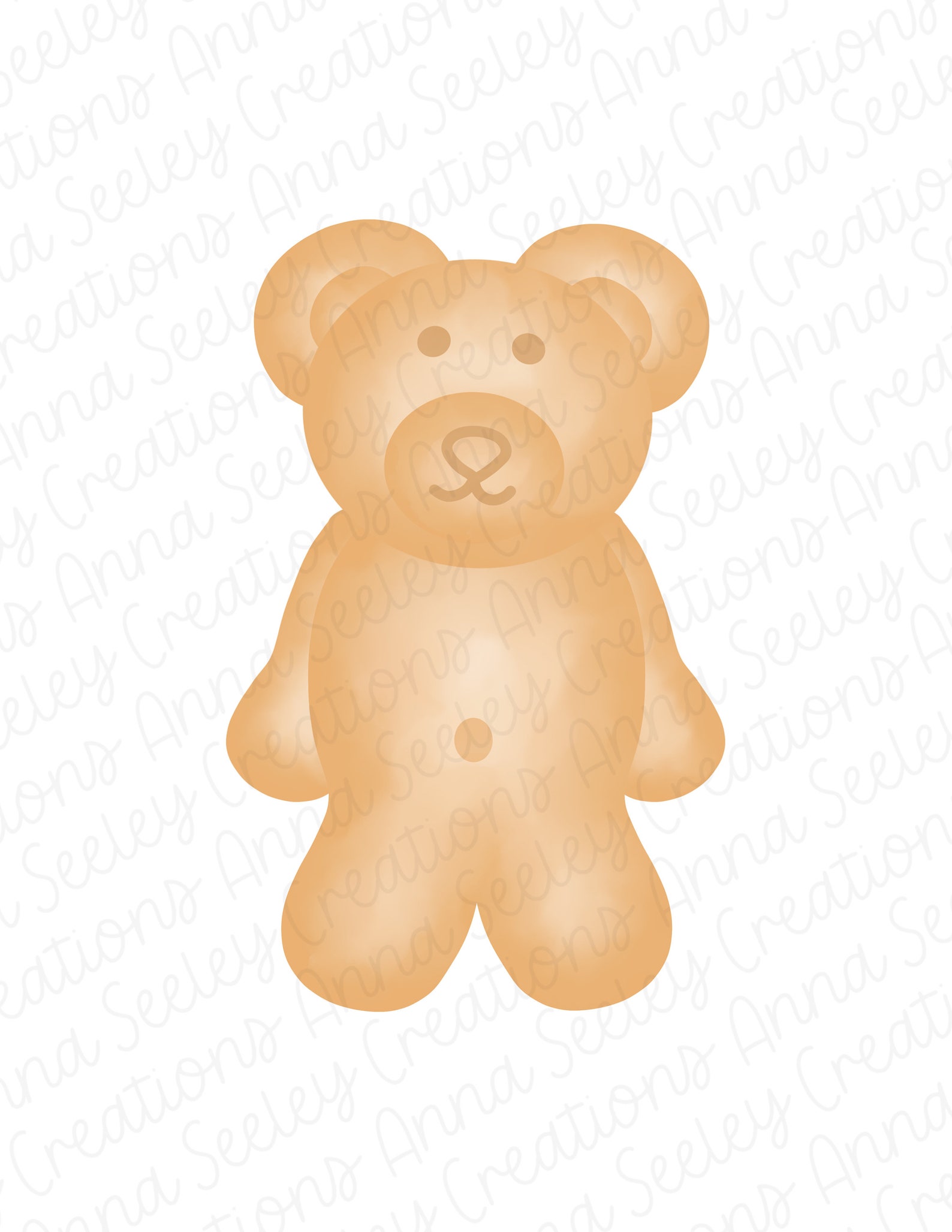 Watercolor Teddy Graham Cracker Cookie Teddy Bear Snack Design PNG Name ...