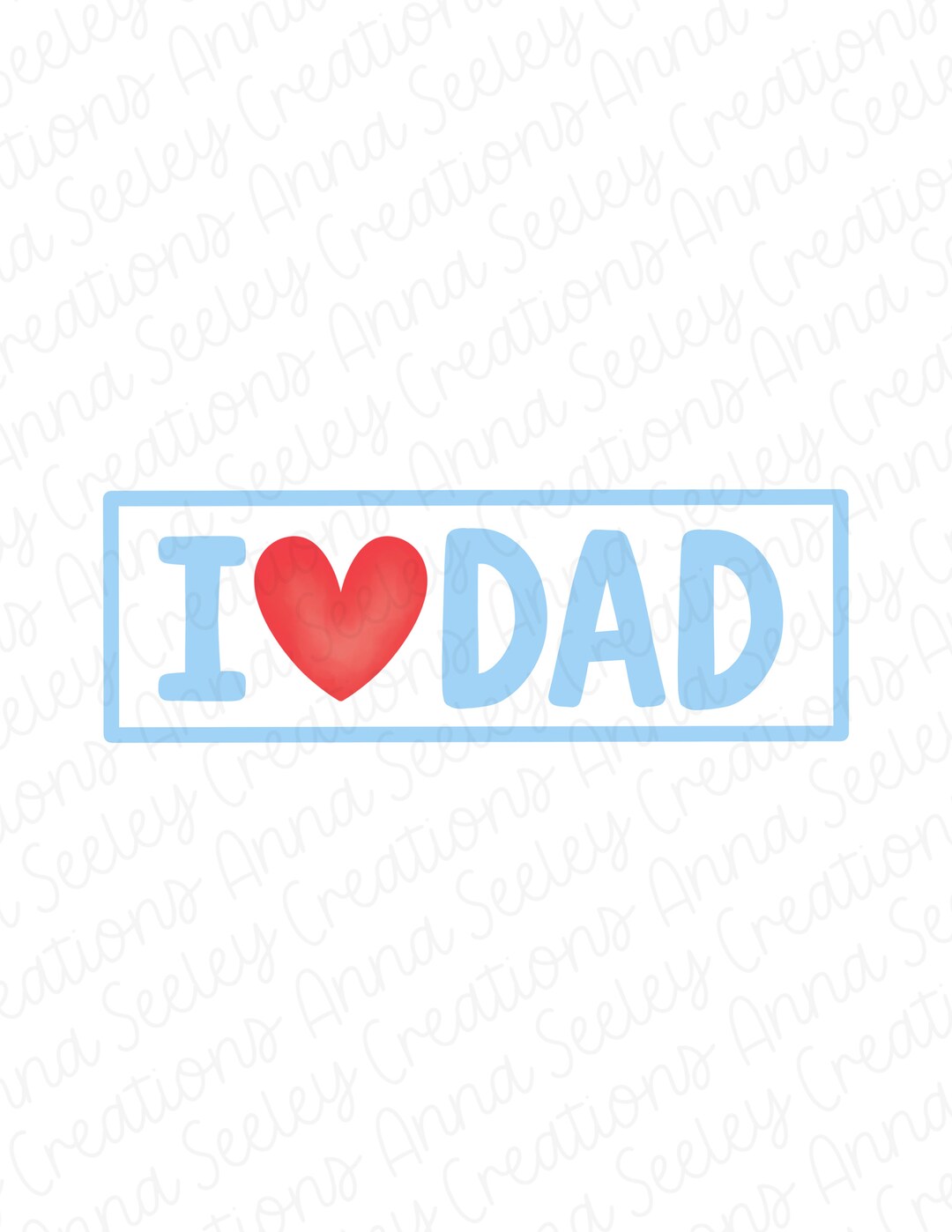 Blue Watercolor Father’s Day I Love Dad Heart Faux Smocking Plate ...