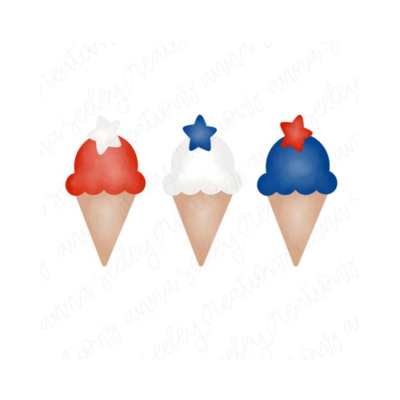 Red White & Blue Ice Cream Cones With Stars Memorial Day - Etsy
