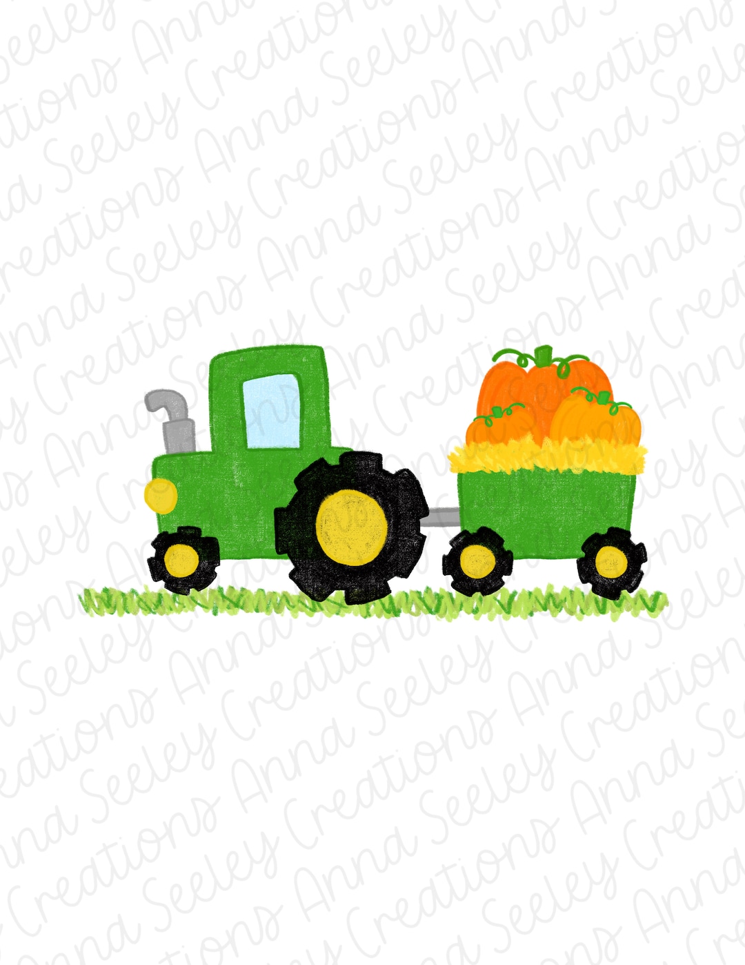 Pumpkin Patch Tractor Hay Ride Sublimation PNG Clipart Watercolor for ...