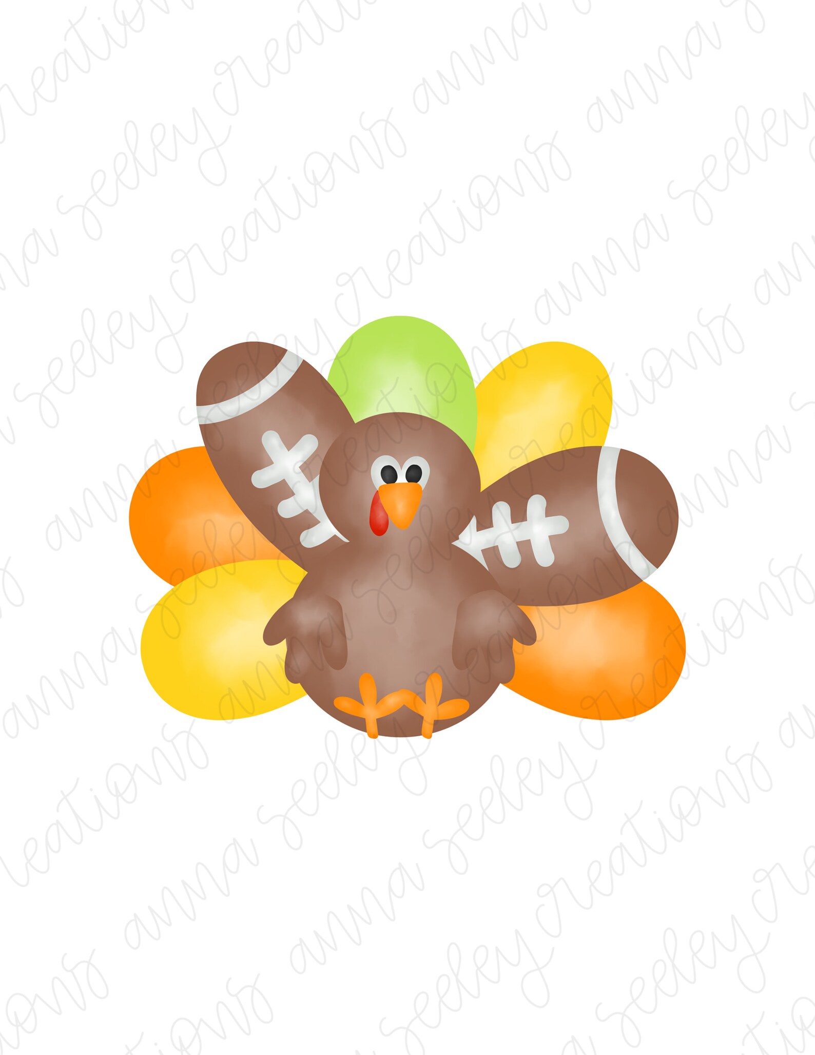 Watercolor Football Turkey PNG Image Clipart Design for Sublimation ...