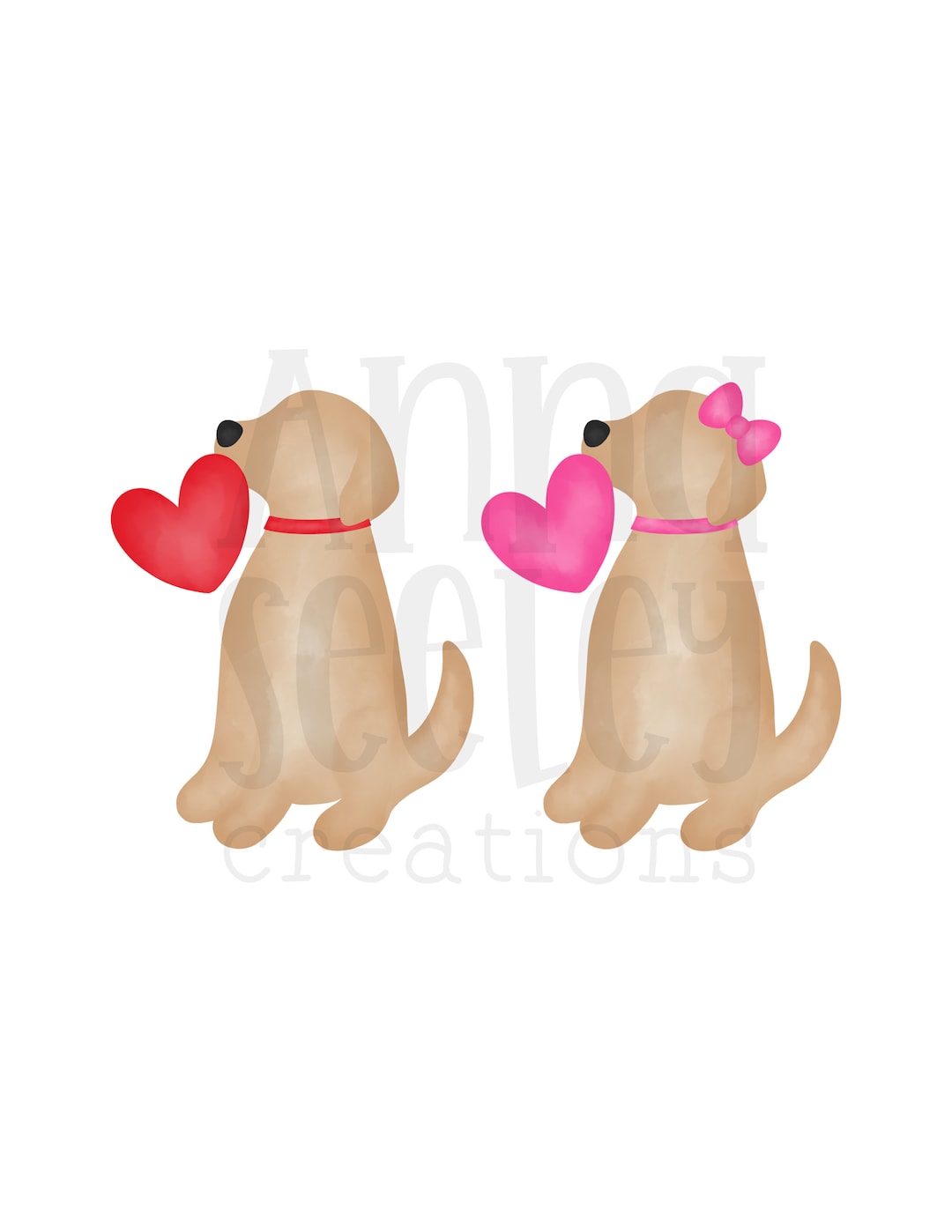 Valentine Golden Retreiver / Lab Puppy Dog With Heart Watercolor PNG ...