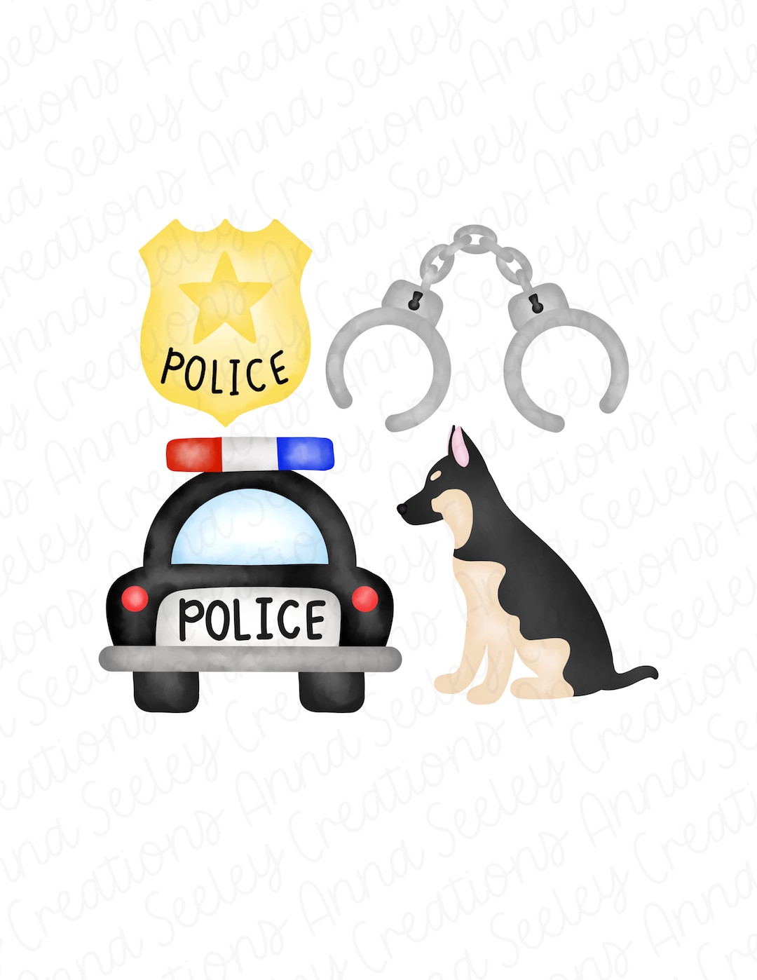 Police Bundle - Police Car Handcuffs German Shepherd Dog K9 Badge Star ...