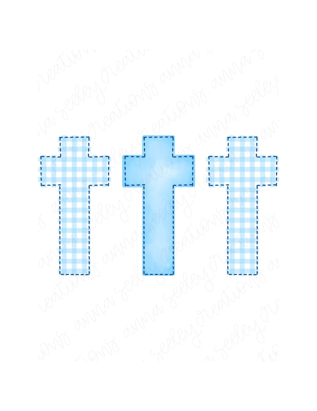 Blue Watercolor Crosses With Gingham Plaid for Easter or Church PNG ...