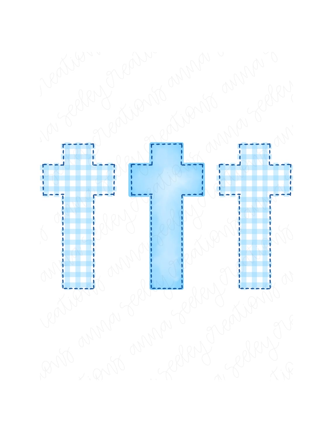 Blue Watercolor Crosses With Gingham Plaid for Easter or - Etsy