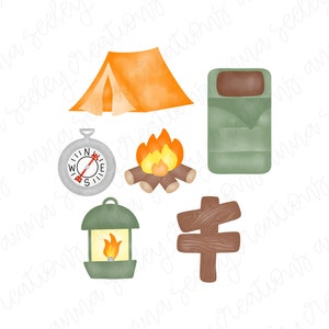Watercolor Camping - Set of 6 PNG Clip Art Images for Sublimation ...