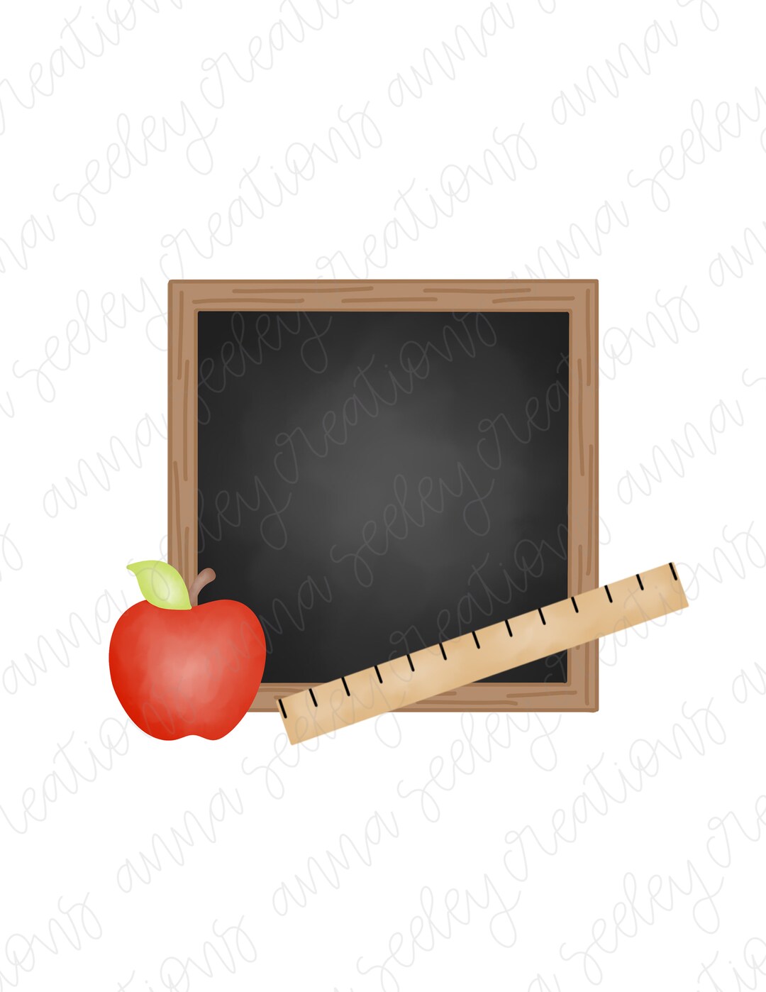 Back to School Chalkboard With Apple and Ruler Blackboard Letter Board ...