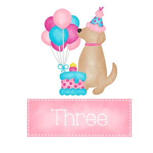 3 Designs - Girls Puppy Dog Birthday PNG Designs - Golden Retriever ...