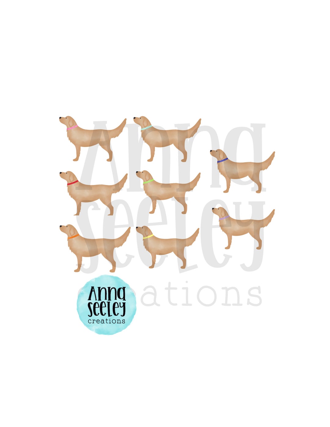 Watercolor Golden Retriever Puppy Dog PNG Design Bundle - Etsy