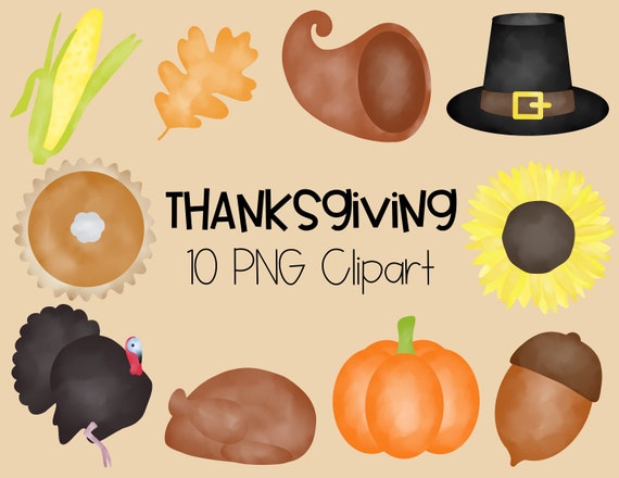 Watercolor Thanksgiving Clip Art Bundle | Etsy