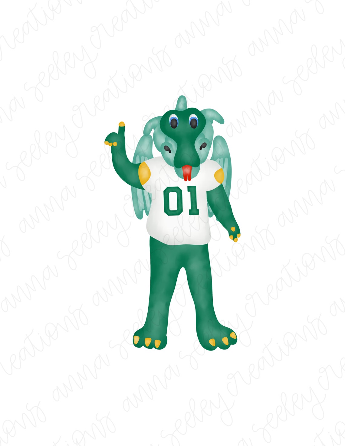 Watercolor Mascot UAB Blaze Dragon Sports Cheer - Etsy