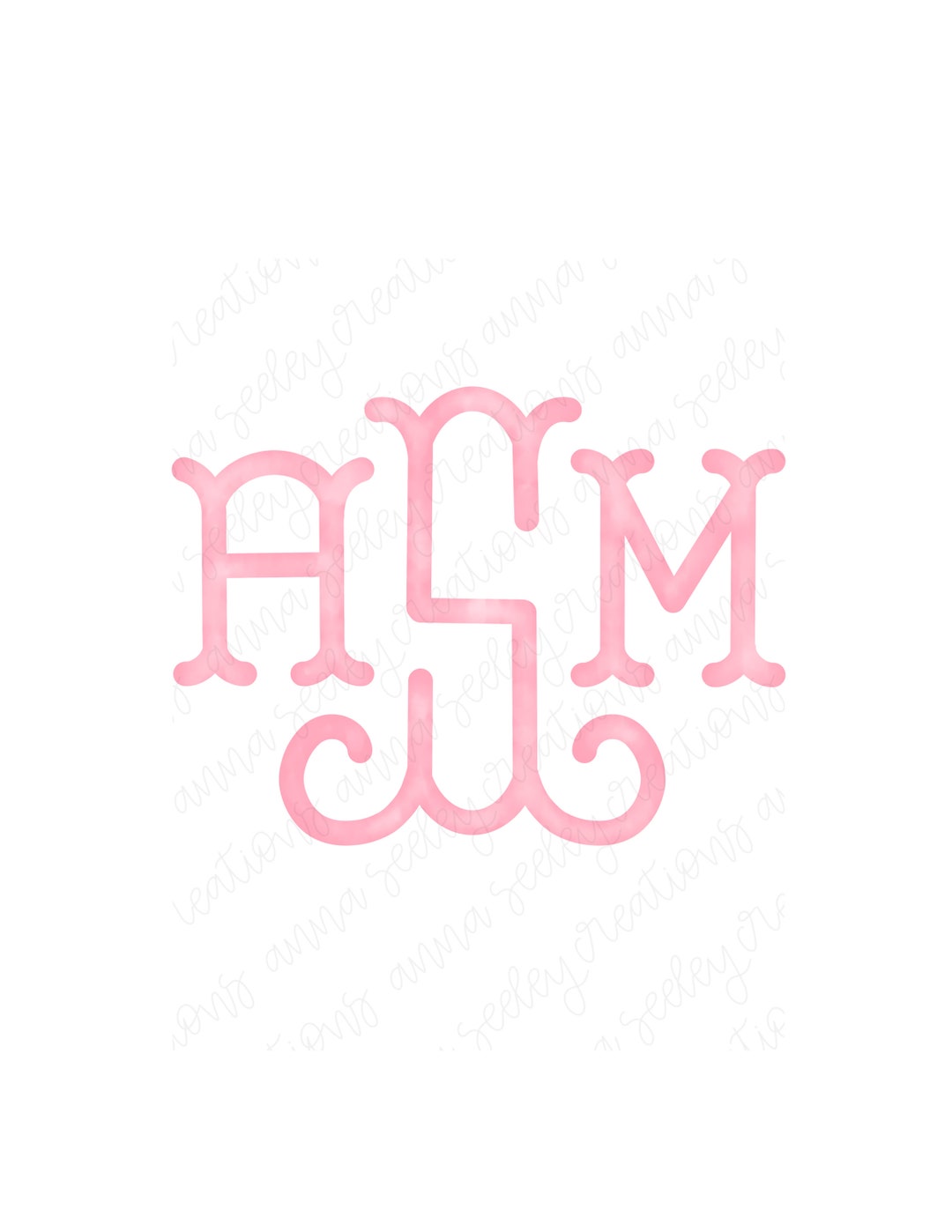 Pink Watercolor Monogram Initials Alphabet PNG Designs for Heat Press ...