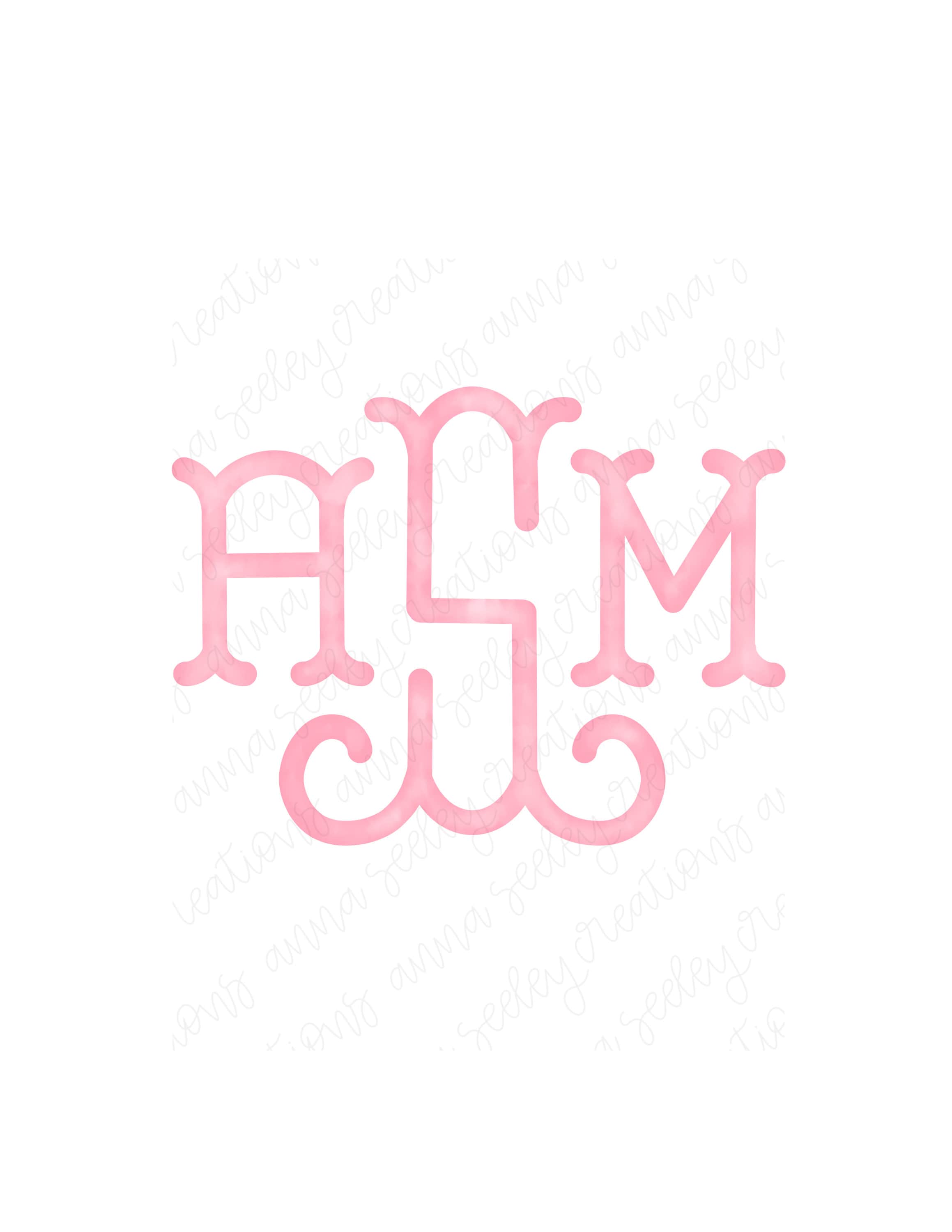 Pink Watercolor Monogram Initials Alphabet PNG Designs for - Etsy