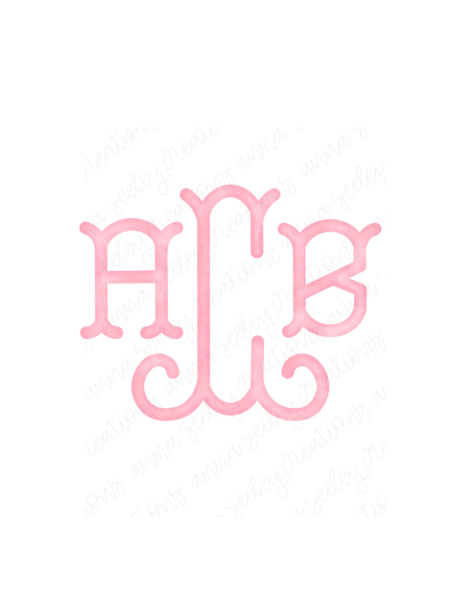 Pink Watercolor Monogram Initials Alphabet PNG Designs for - Etsy