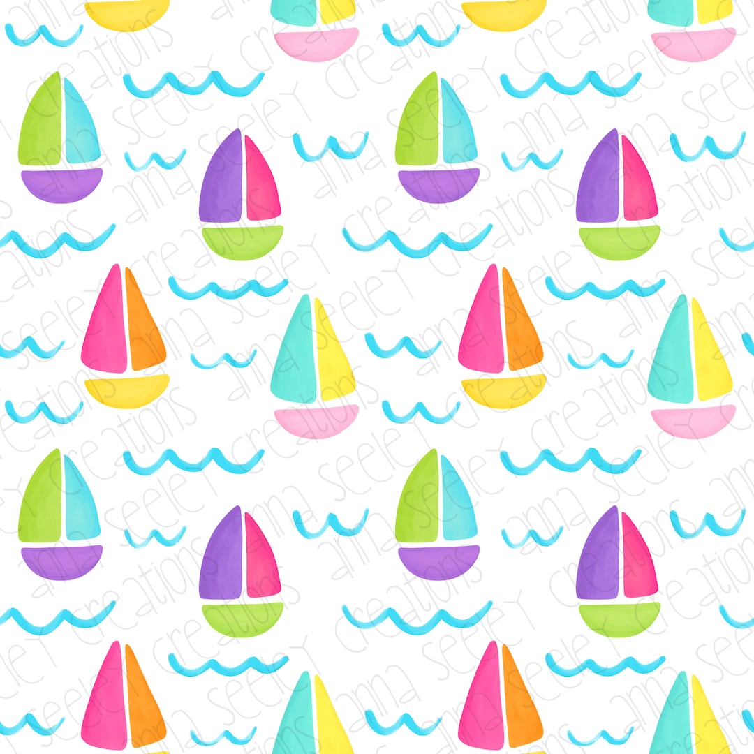 SEAMLESS PATTERN - Watercolor Sailboats - Digital Paper Design for ...